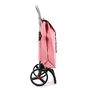 Foldable Grocery Shopping Cart with Wheels | Collapsible Personal Folding Cart for Groceries | Durable & Portable | Coral