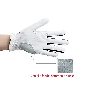 1PC Men's Golf Glove Left Hand Soft PU Leather Outdoor Sport Glove Breathable Golf Hand Wear All Weather Professional Golf Supplies Flexible White Men's Glove for Golfers