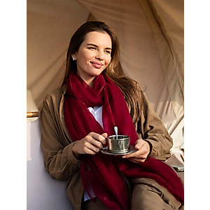 Ovcio Featherlight Wine Red Cashmere Scarf - 100% Pure Cashmere Wrap Scarf for Women (87x39) with Gift Box