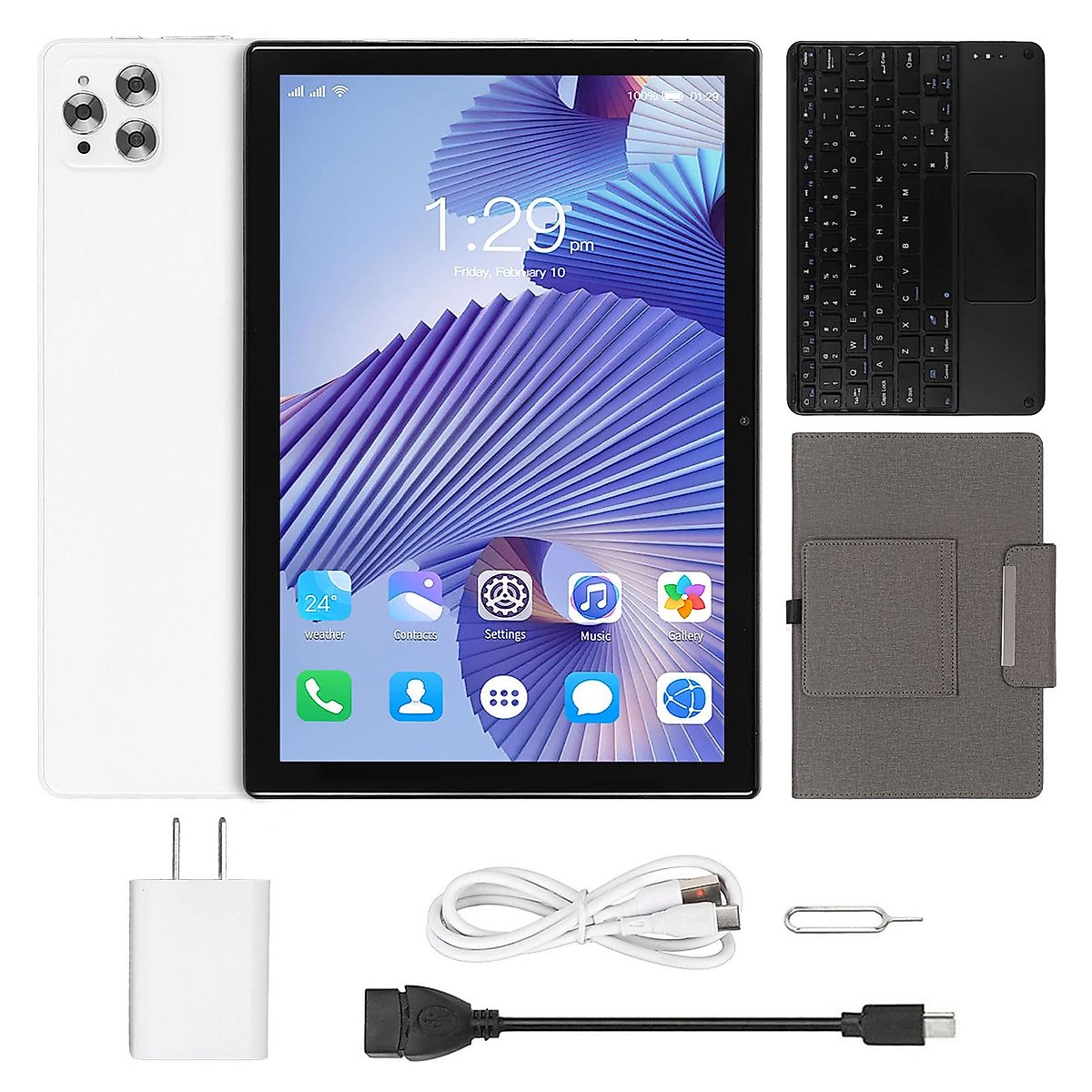 2 in 1 Tablet, 10.1 Inch Android 12 Tablet, Octa Core CPU, 8GB RAM 256GB ROM, FHD Display, 8MP+16MP Dual Carema, BT 5.0, 2.4/5G WiFi, 4G Cellular Tablet with Keyboard & Case (White)