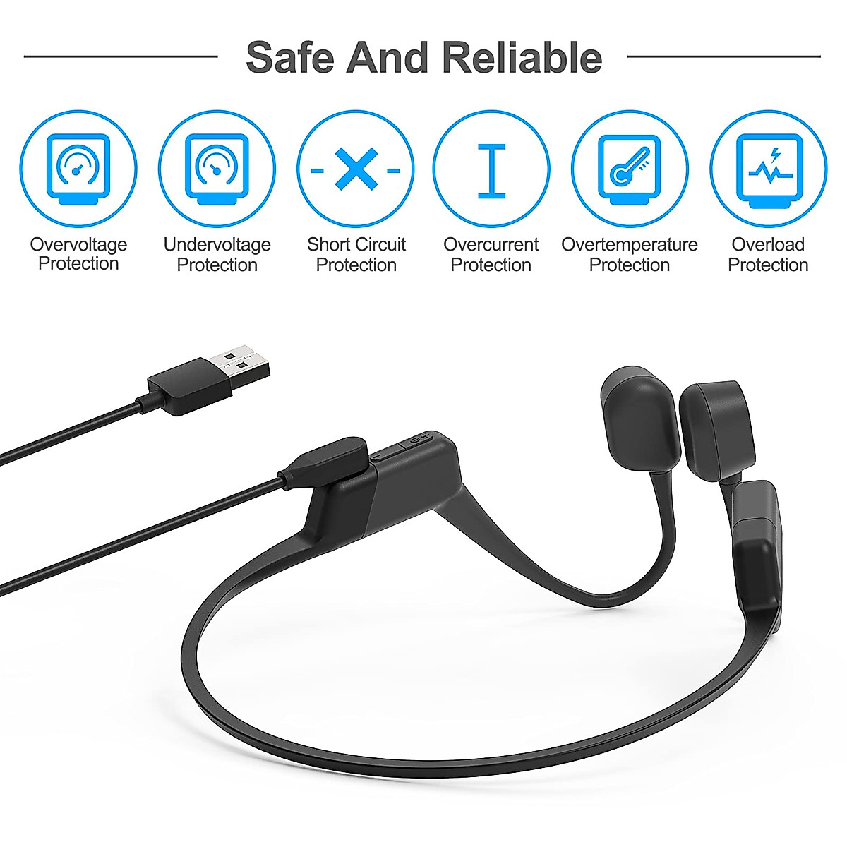 Charging Cable Replacement for AfterShokz Aeropex AS800 & Shokz OpenRun Pro & OpenRun & OpenRun Mini & OpenComm, USB Charger Cord for AfterShokz Aeropex Bone Conduction Headphones
