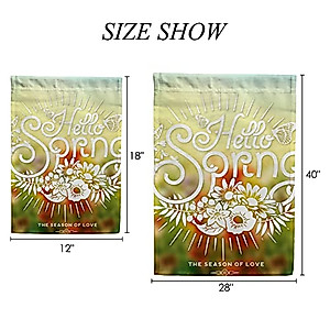 My Little Nest Seasonal Garden Flag Hello Spring Vertical Garden Flags Double Sided for Home Farmhouse Yard Holiday Flag Outdoor Decoration Banner 12"x18"
