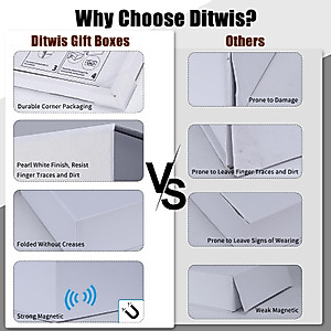 Ditwis 4 Pack 12x8x4 Inches Gift Boxes with Magnetic Closure Lids, White Magnetic Box for Wedding, Groomsmen Bridesmaid Proposal, Birthdays, Mother's Day