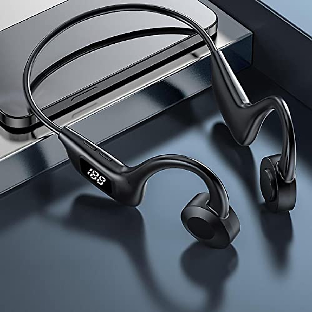 Wireless Bluetooth 5.0 Open Ear Sports Fitness Headphones,Noise Canceling Microphone for Calls,360° Stereo Sound for Running Cycling Driving Fitness (Black)