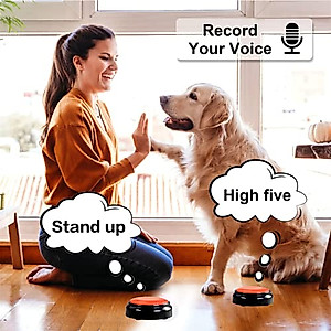 DAUH Recordable Button Dog Talking Button Dog Buttons for Communication 30 Seconds Easy Button for Dog or Cat Training Parent-Child Interaction Office Games Creative Gifts (Including Batteries
