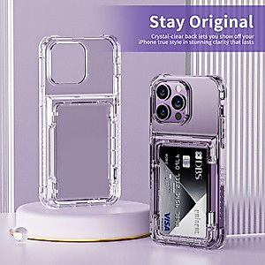 ACANDYA for iPhone 14 Pro Max Case Wallet Clear Protective Phone Case with Credit Card Holder Heavy Duty Protection Shockproof Anti-Scratch Anti-Yellow Cover for iPhone 14 Pro Max 6.7 inch Transparent