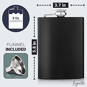 Matte Black Flasks for Liquor Stainless Steel - 8oz Flasks for Liquor Flasks for Women Vodka Alcohol Liquor Flasks for Men Drinking Flasks - Leak Proof Drinking Funnel Flask for Men Whiskey Flask