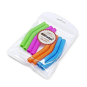 GFDesign Food Grade Silicone Straw Elbows Tips Soft Reusable Metal Stainless Steel Straw Nozzles Only Fit for 5/16" Wide (8mm Outer Diameter) Multicolor - Set of 8