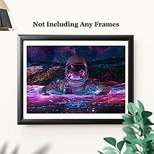 ROHASID Trippy Astronaut Poster NASA Spaceman Pictures Galaxy Starlight Canvas Wall Art Prints Outer Space Room Decor Women Men 16x24 in