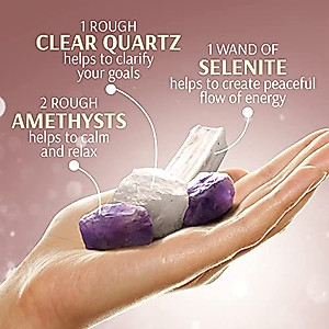 Extra Large Healing Crystals Candle, Crystal Gifts for Women - Amethyst 12 oz Manifestation Candle with Crystals Inside for Gemini Gifts for Women | Zodiac Candle Gifts | Lavender Soothing Crystals