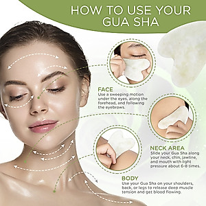 Jade Roller and Gua Sha Set - 100% Natural Jade Stone Face Roller, Dual Sided Massage Roller Stimulates Blood Flow, Relieves Stress, Reduces Signs of Aging, Travel Pouch Included, Gift Box