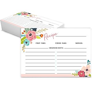 Set of 50 Premium Recipe Cards 4x6 Double Sided, Kitchen Recipe Card Set, Plenty of Blank Writing Space, Matte Non-Smudge thick Paper Cards for Weddings, Bridal Showers Baby Showers Housewarming Gifts