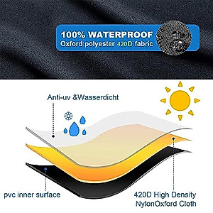 Outdoor Table and Chair Set Covers - Waterproof Patio Furniture Set Cover Sectional Sofa Set Covers for Rattan Table Chair Sofa Protective Cover(Black,205*104*71cm)