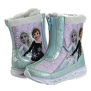 Josmo Girls Frozen Snow Boots (Toddler/Little Kid), Light Blue/Lilac, 10