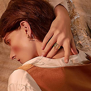 FindChic Initial Ring, Gold Letter Ring, Alphabet S Statement Adjustable Open Rings for Women, Stackable Ring 18K Gold Plated Wedding Band Rings Jewelry Gift