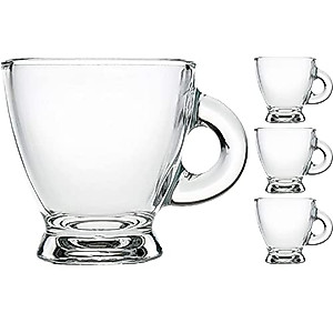 BOHEM'S Espresso Cups, 3.2 oz Small Demitasse Clear Glass Espresso Drinkware Set, Espresso Shot Glasses, Clear Expresso Coffee Cups, Tazas de Cafe Expreso (Set of 4)