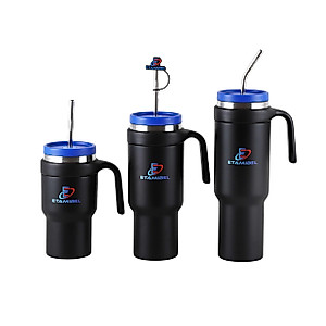 ETAMIBEL 20oz Double Wall Stainless Steel Vacuum Insulated Tumbler with Handle Straw Lid Straw Toppers Straw Brush | Thermos Flask for Water Iced Tea Coffee Smoothie and More| Portable Mug For travel