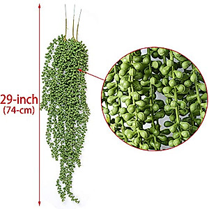 3pcs Artificial Fake String of Pearls Plant Faux Fake Hanging Succulents Plants