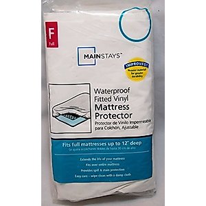 Mainstays Vinyl Fitted Mattress Protector, White, Full