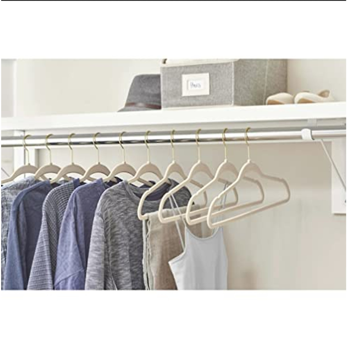 Non-Slip Velvet Clothing Hangers, 100 Pack, Pink - Black - Beige (Black)