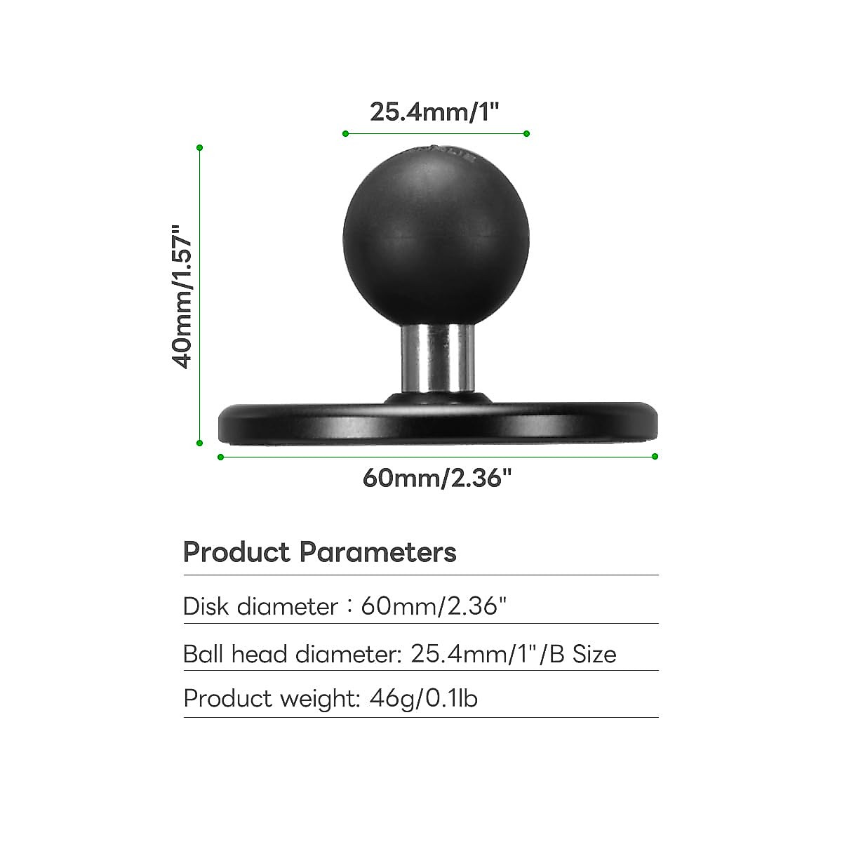 FANAUE Magnetic Car Mount compatible with RAM mount B size ball head, Magnetic car phone holder can be mounted on car dashboard, windshield and other car accessories, suitable for 4.7-7.5" smartphone.