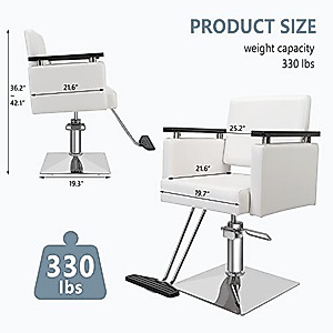 Mefeir Barber Chair Heavy Duty Hair Salon Chair for Hair Stylist White, Professional Hairdressing Styling Chair, Barbershop Spa Tattoo Esthetics Equipment