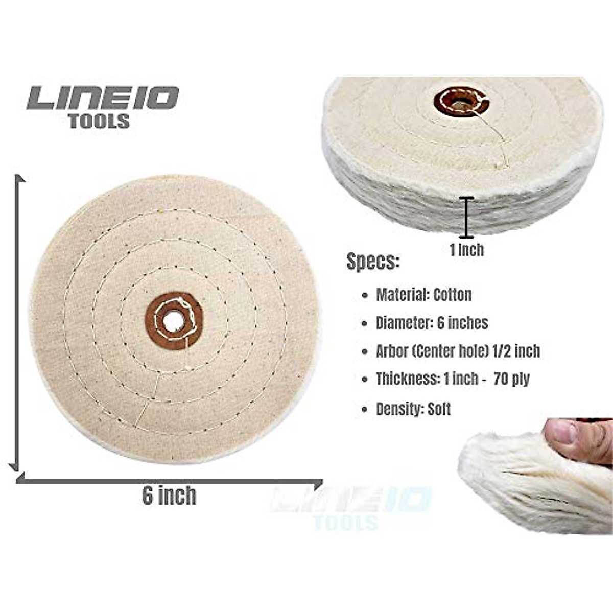 6 Inch Buffing Wheel Kit for Bench Grinder and Drill with 3 Step Hard Metal Polishing Compound