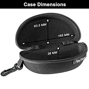 Flying Fisherman Shell Zipper Protective Fabric Sunglass Case with Clip for Men and Women Sunglasses Eyewear Black, (PN: 7607)