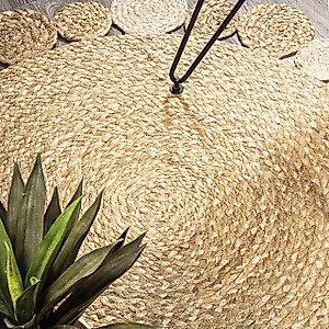 JONATHAN Y RNF102A-5R Eden Round Natural Jute Hippie Circle Indoor Area-Rug, Natural Fibers, Geometric, Bohemian Easy-Cleaning,Bedroom,Kitchen,Living Room,Non Shedding, Natural, 5' Round