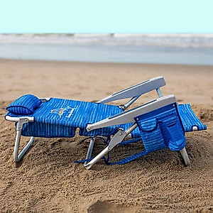 Tommy Bahama 2 2016 Backpack Cooler Beach Chair with Storage Pouch and Towel Bar (Blue Stripe)