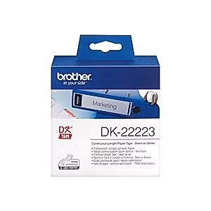 Brother DK-22223 Label Roll, Continuous Length Paper, Black on White, Single Label Roll, 50 mm (W) x 30.48M (L), Brother Genuine Supplies