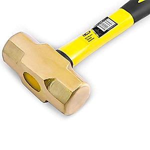 Stark Brass Head 3lb Sledge Hammer Fiber Glass 13-inch Handle With Comfortable Grip 3-Pounds