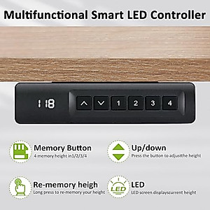 farexon Electric Standing Desk Adjustable Height, 48 x 24 inch Sit Stand Desk with Metal Hook, 4 Memory Heights, 27''-46'' Lifting Range Stand up Desk with Wheels(Oak Gray)