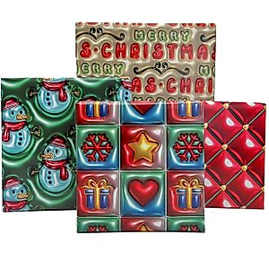 Dtiafu Stereoscopic Christmas Wrapping Paper Bundle - Unique Xmas Design with Snowman Merry Christmas - 20 x 28 Inch Per Sheet(8 Pcs)
