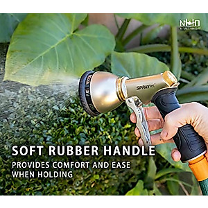 Hose Sprayer Nozzle – Premium Heavy Duty Garden Hose Nozzle - 9 Adjustable High Pressure Spray Nozzle Patterns - Water Hose Nozzle Best For Plants, Lawn, Car Wash, Patio, Dog -5 Extra Washers-SprayTec