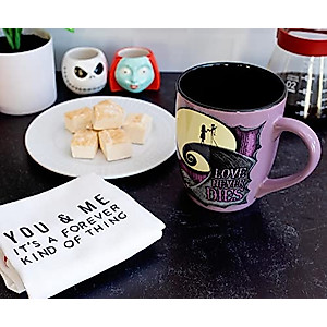 Silver Buffalo Disney The Nightmare Before Christmas Love Never Dies 25-Ounce Ceramic Mug | BPA-Free Large Coffee Cup for Espresso, Caffeine, Beverages, Home & Kitchen Essentials and Collectibles