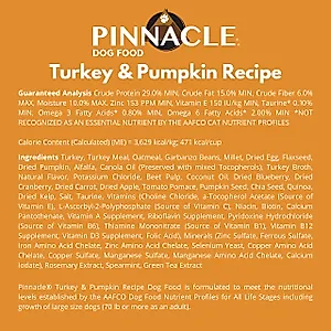 Pinnacle Pet Pinnacle Turkey & Pumpkin Dry Dog Food 22 lb, Infused with Broth