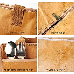 IAOVENN Insulated Tyvek paper lunch bag, reusable brown paper bag, Leakproof, durable snack bags for women and men Lunch Box