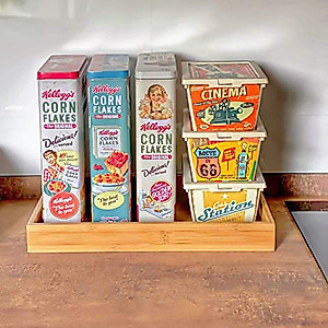 Bamboo Serving Tray with Handles - Made from Bamboo Tray and Veneer Bottom which can be Used as a Kitchen Serving Tray, Coffee Tables, as Well as Bed Tray and Tray for an Ottoman