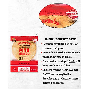 Joseph's Combo Value Pack, Flax, Oat Bran & Whole Wheat, Low Carb Pita Bread, Lavash Bread, and MINI Pita, Fresh Baked (1 Pack Each, 3 Packages Total)