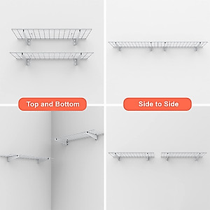 TORACK 2 Pack Garage Storage System Shelves, 15" x 45" Wall Mounted Wire Shelves for Storage Heavy Duty Garage Wall Shelving(Pack of 2, White)