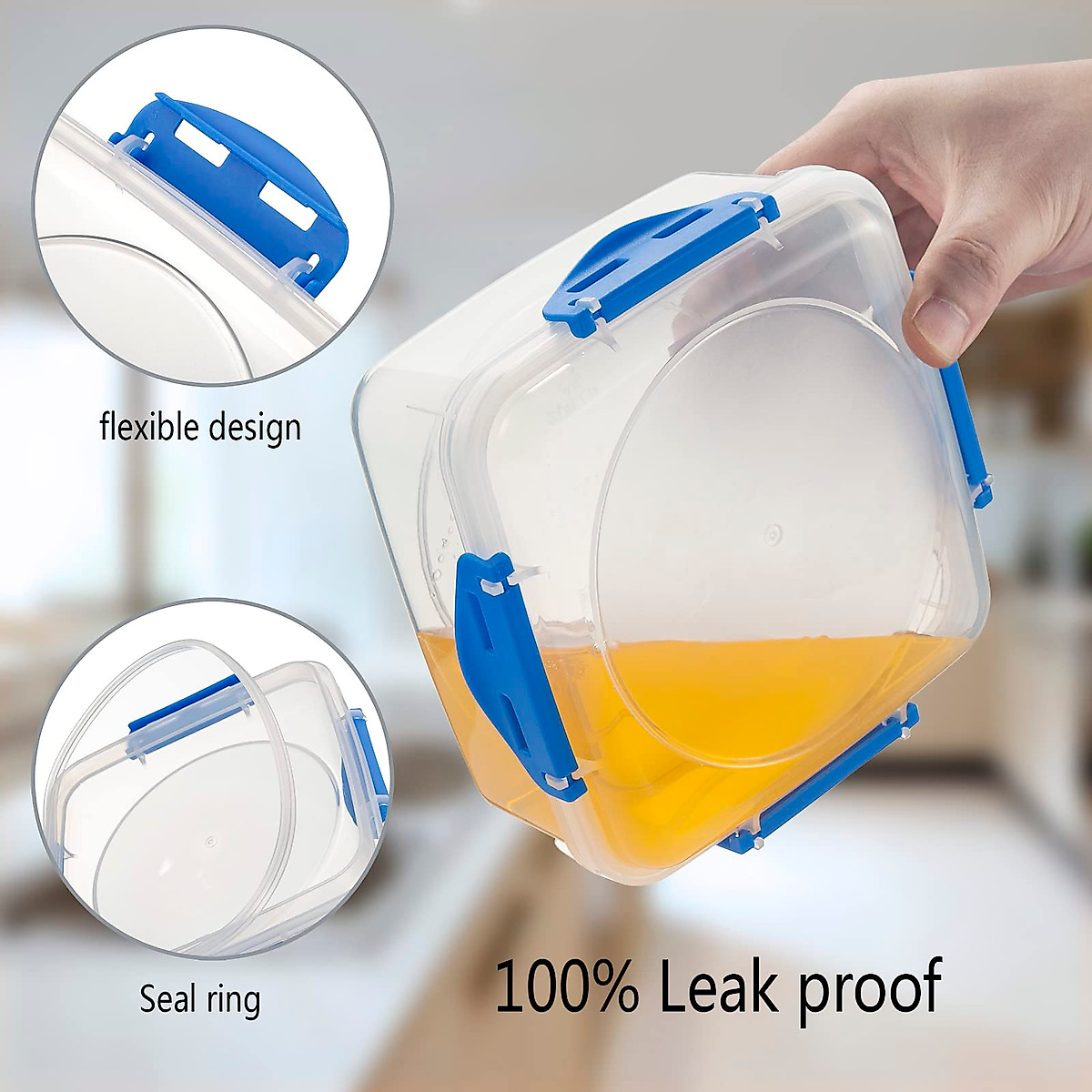 4 PCS Sandwich Containers - 100% Airtight & BPA-Free & Microwave and Dishwasher Safe Kitchen Storage Containers with Upgraded Snaps, Included 2 heightened Sandwich Containers for Lunch Boxes and 2 normal version