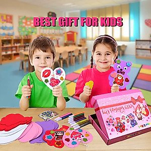 Uranus&No.1 Valentines Day Foam Crafts Set, Heart Bear Bouquet Arts and Crafts Kits for Kids, DIY Craft for Preschool Classroom Activity, Ideal Gifts for Boy/Girl or Wedding Anniversary