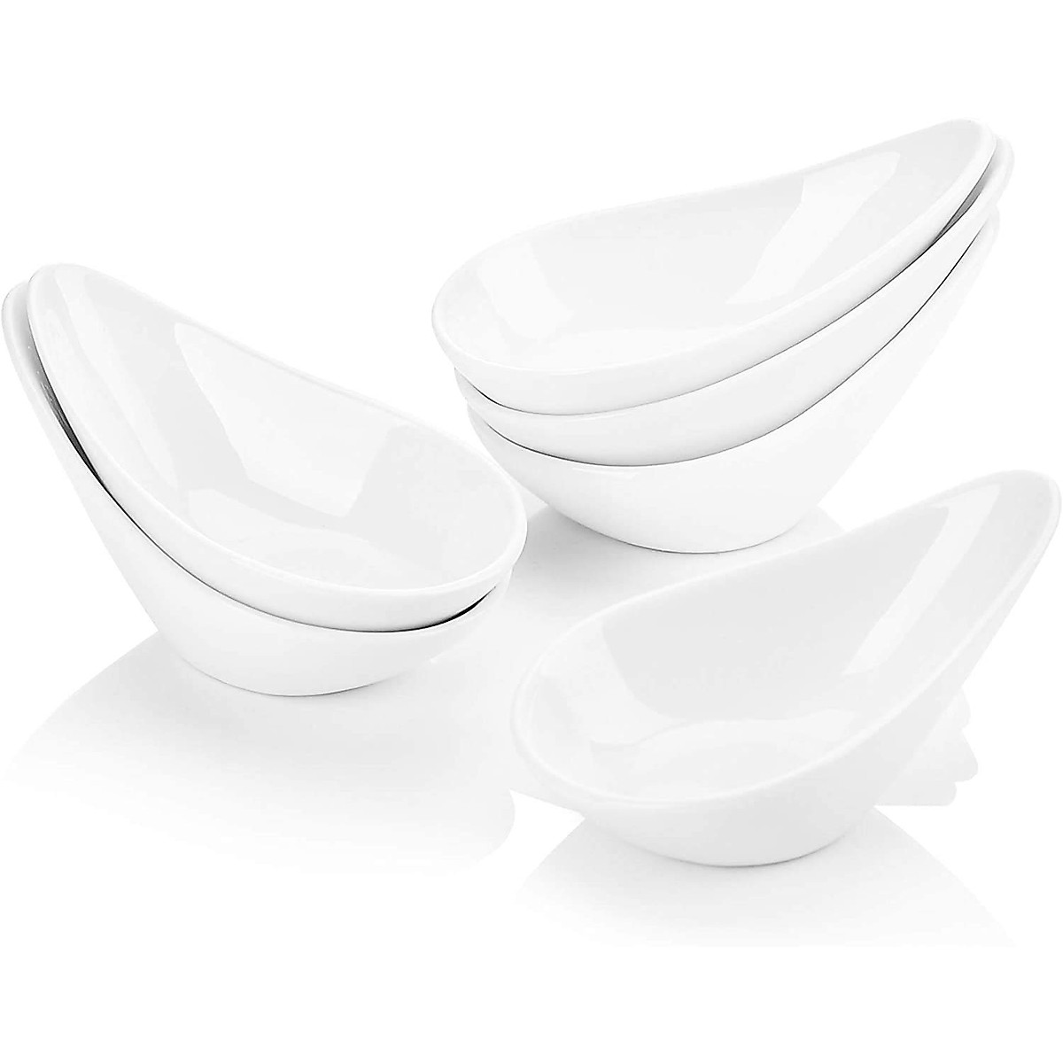 MALACASA Porcelain Sauce Dip Bowls, Ceramic Serving Dish Condiment Set, Small Snack Bowls for Seasonings/Appetizers/Relish, Set of 6, Series Ramekin