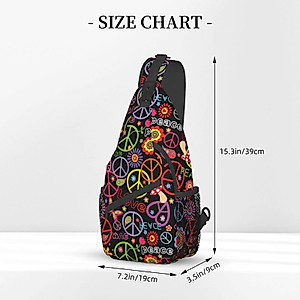 VOOHDDY Hippie Peace Sling Bag For Women Men Travel Hiking Backpack Crossbody Shoulder Chest Bags Casual Daypack Sport