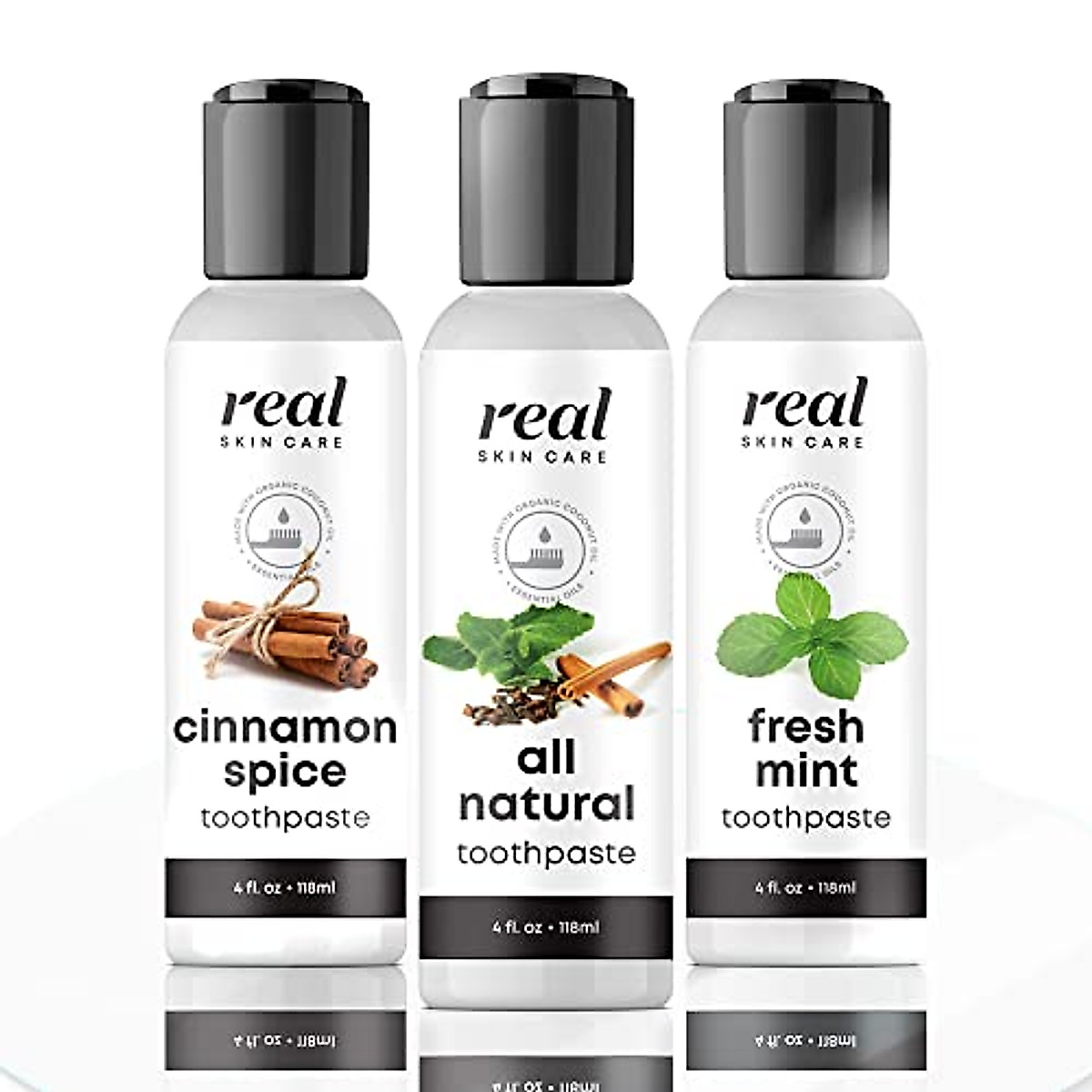 Real Skin Care Coconut Toothpaste | Handmade in The USA | All Natural | All Natural Organic Fluoride Free Toothpaste for Healthy Smiles | Flavored Toothpaste for Adults & Kids with Essential Oils