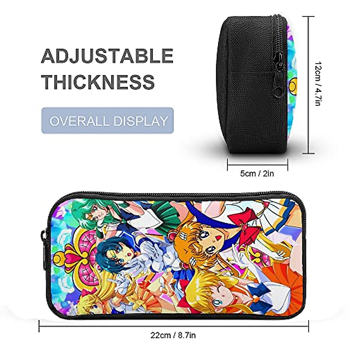 3D Anime Backpack Cartoon Backpacks 17in Bookbag Anime Laptop Daypack Matching Pencil Case Set Color S1