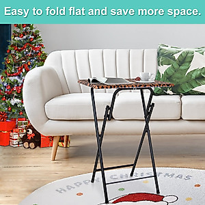 fusehome Folding TV Tray Table, TV Tray for Eating on Couch, Small Folding Table, Portable Tray Table Couch Desk, Foldable Snack Table, with Leopard Print, for Bed & Sofa, Living Room, Bedroom