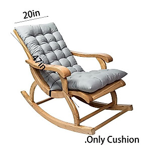 TESICA Rocking Chair Cushion with Ties Non Slip Adirondack Chair Cushion Patio Chair Cushions Rocking Chair Cushions High Back Chair Cushions for Garden Indoor Outdoor, Grey, 47x20in