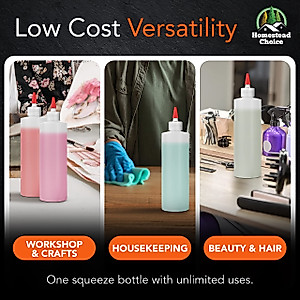 2-pack Plastic Squeeze Bottles for Sauces - 16 OZ Condiment Squeeze Bottles for Liquids - Made in USA - BPA Free Squirt Bottles with Cap - Ketchup, Syrup, Oil, Dressings, Honey & Arts and Crafts